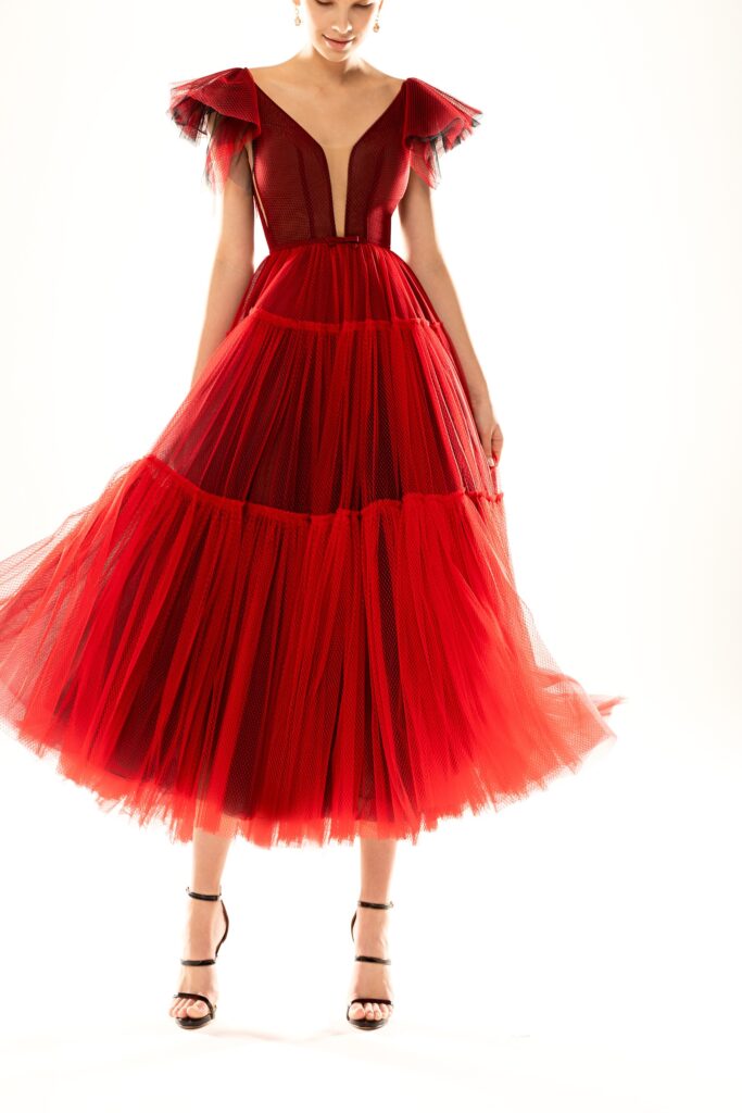 Tea evening dress «21124» with open back | WONA LA