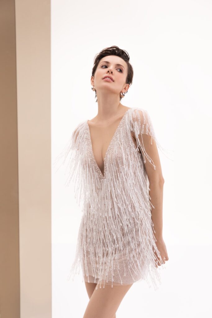 Mini evening dress «22120» with open back | WONA LA